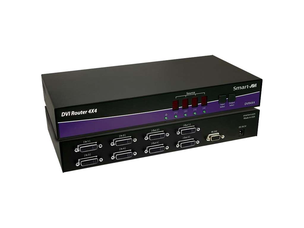 Smart-AVI DVR4X4S - 4 x 4 Non-Blocking Single-Link DVI-D Matrix Switch ...