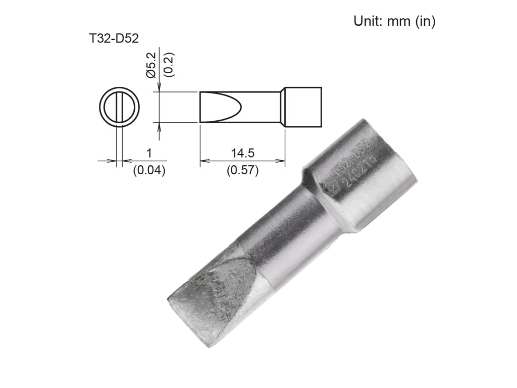 Hakko T32-D52 - T32 Series Soldering Tip (Chisel, 5.2 X 14.5mm ...