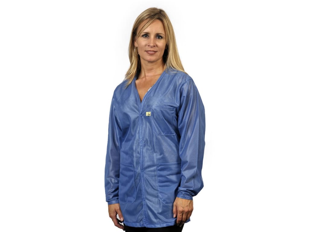 Tech Wear VOJ-23KEY-MED - Lab Jacket, ESD Safe, Blue, Medium | TEquipment