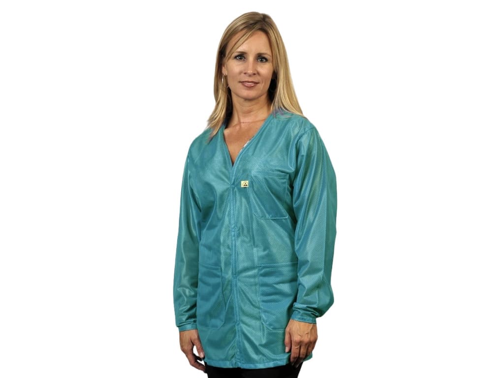 Tech Wear VOJ-83C-M - Lab Jacketw/Cuffs, ESD Safe, V-Neck, 3 Pockets ...