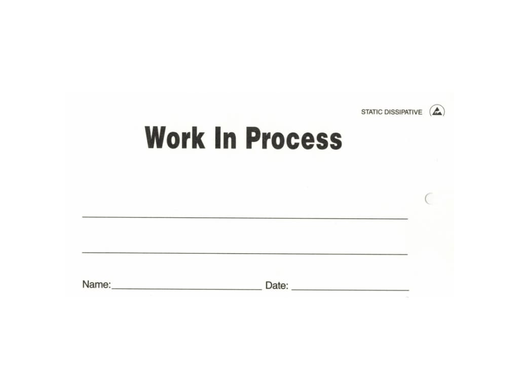 Techni-Pro 10065618 - WORK IN PROCESS Tag, White W/String, ESD-Safe, 2. ...