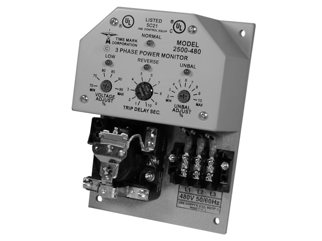 Time Mark 2500-480 - 3-Phase Monitor, 480VAC, 336-456V, 50/60Hz, Auto ...