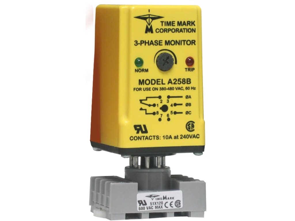 Time Mark EX258B - 3-Phase Monitor, Auto Reset, 380VAC, Yellow, 300 ...