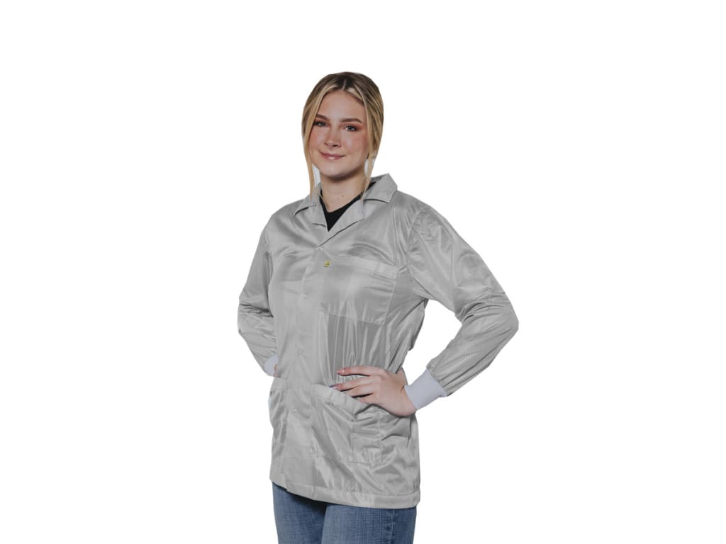 Transforming Technologies JKC9026GY - ESD Jacket, 3/4ths Length, Lapel Collar, Snap Cuff, 2X ...