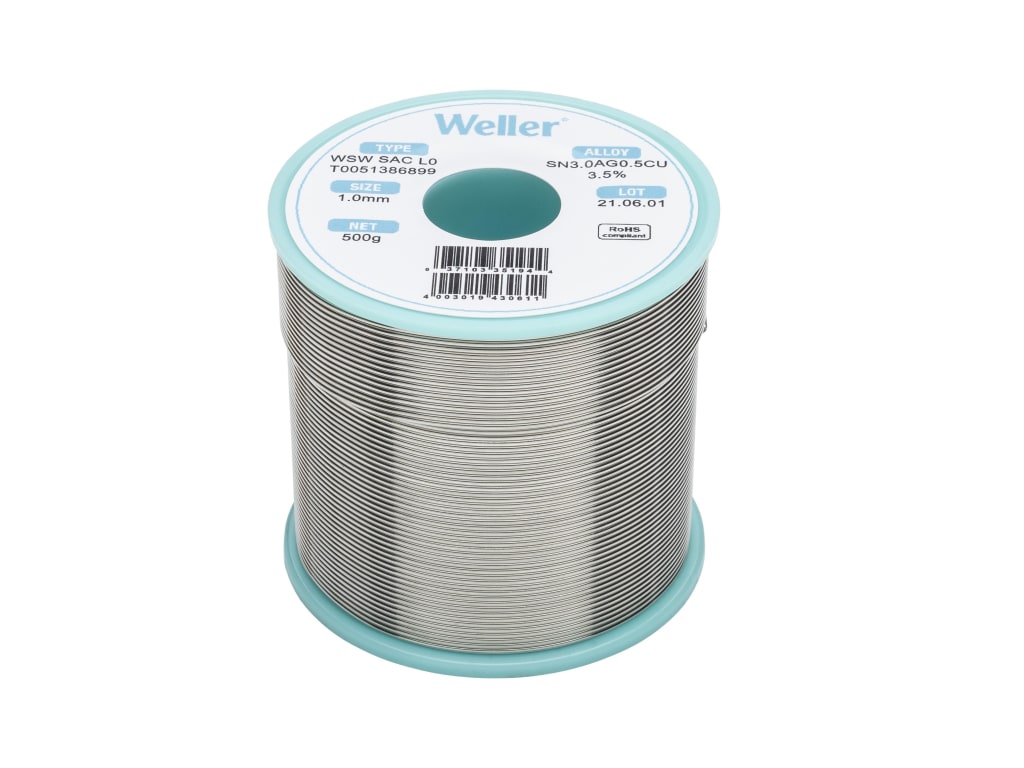 Weller T0051386899 - WSW SAC L0 solder wire ( Sn96.5 Ag3.0 Cu0.5 / flux content 3.5%) - 1.0mm ...
