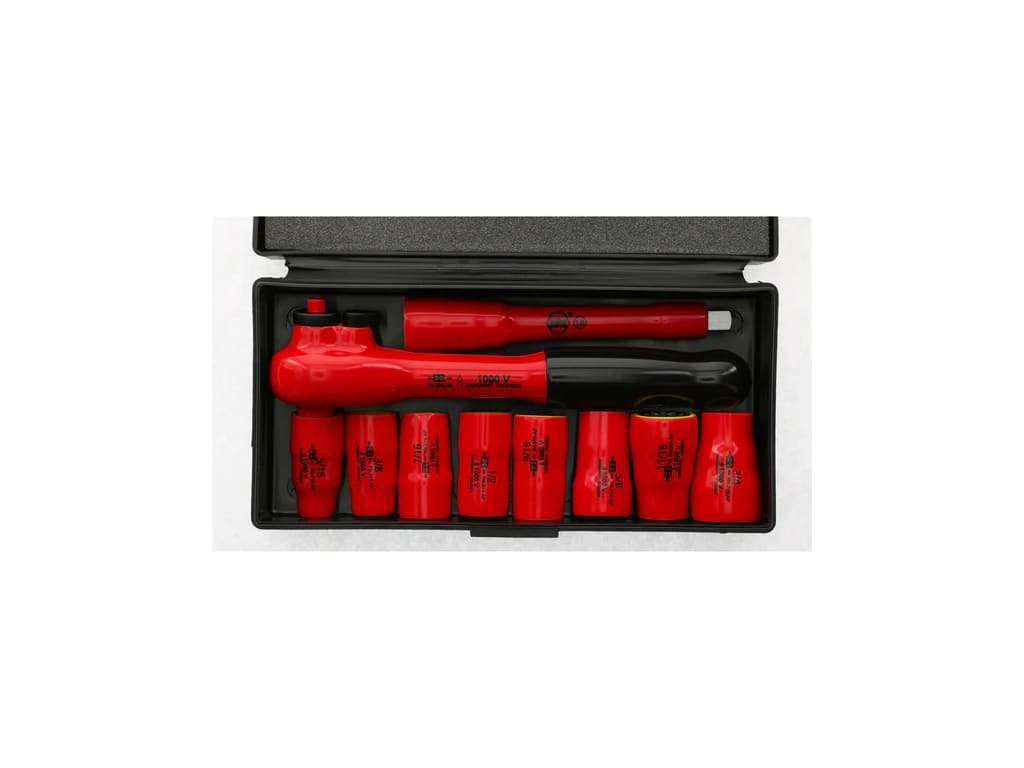 Wiha 31493 - 10 Piece Insulated Socket & Ratchet Set 3/8" Drive, SAE ...