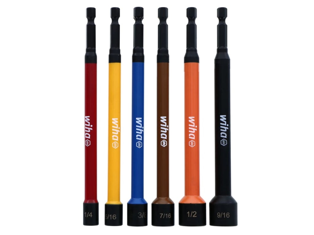 Wiha 70486 - 6 Piece Color Coded Magnetic Nut Setter SAE Set | TEquipment