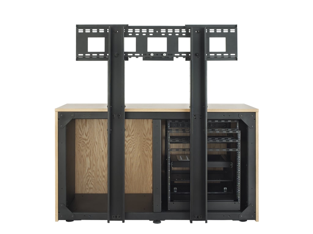 AVTEQ Credenza2-V - 2-Bay Technology Credenza, Veneer Finish | Touchboards