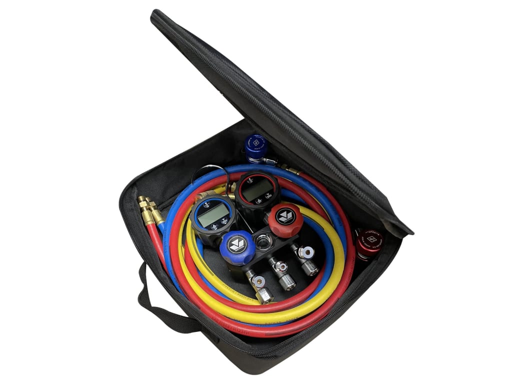 Mastercool 82172 - Black Series Manifold R1234yf Compact 2-Way Aluminum ...