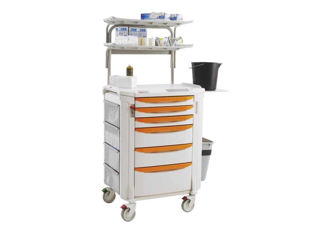 Metro FLCAST - Flexline Cast Cart, Polymer, Taupe/Orange | TEquipment