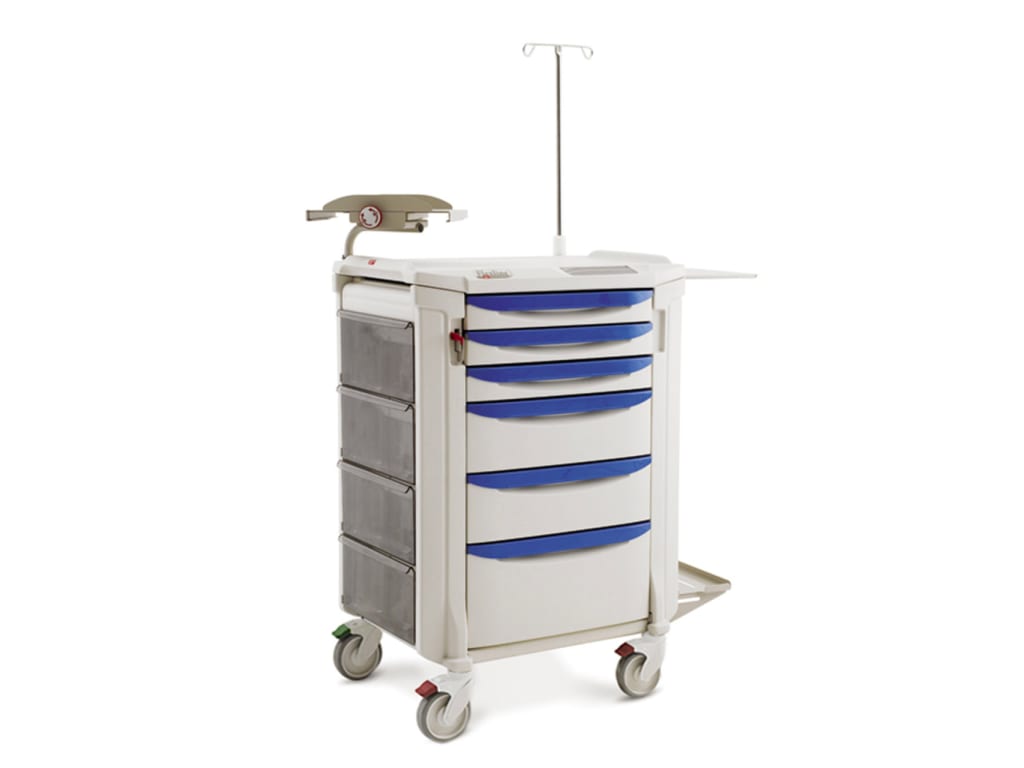 Metro FLCRP4 - Flexline Crash Cart, Polymer, Taupe/Blue | TEquipment