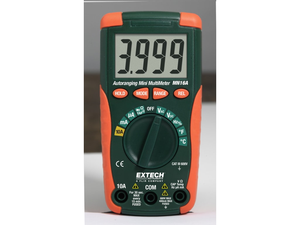 Extech MN16 Autoranging MiniTec® MultiMeter with Temp Extech MN16 MN-16 ...