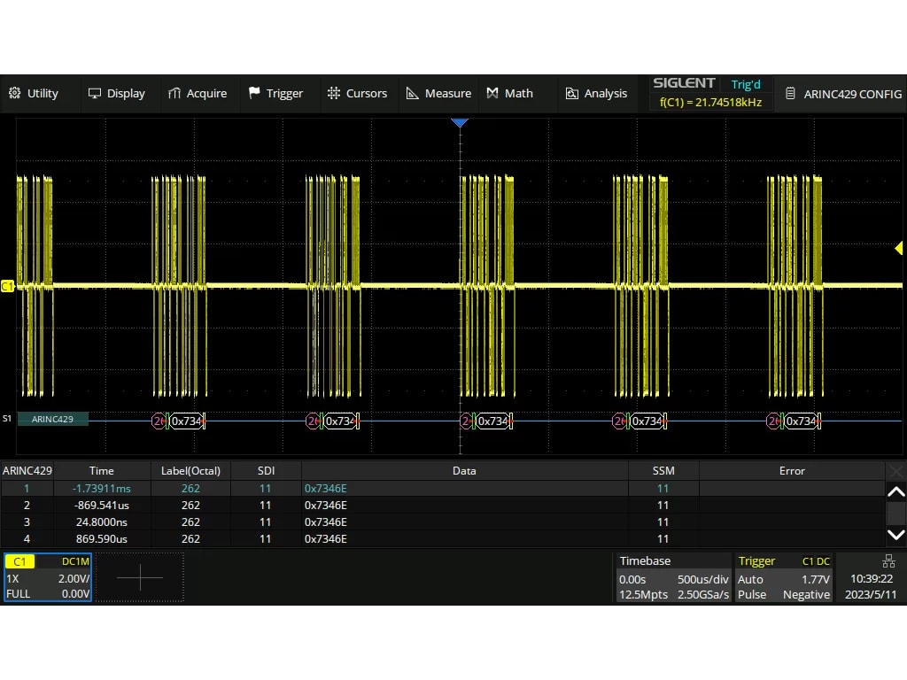 Siglent SDS-5000X-ARINC - ARINC429 Decoding Activation License for ...