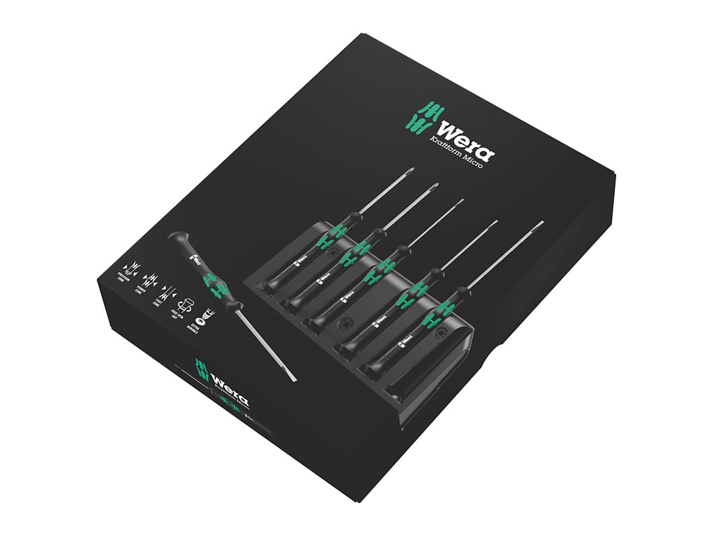 Wera 05118150001 - 2035/6 A Screwdriver Set & Rack for Electronic ...