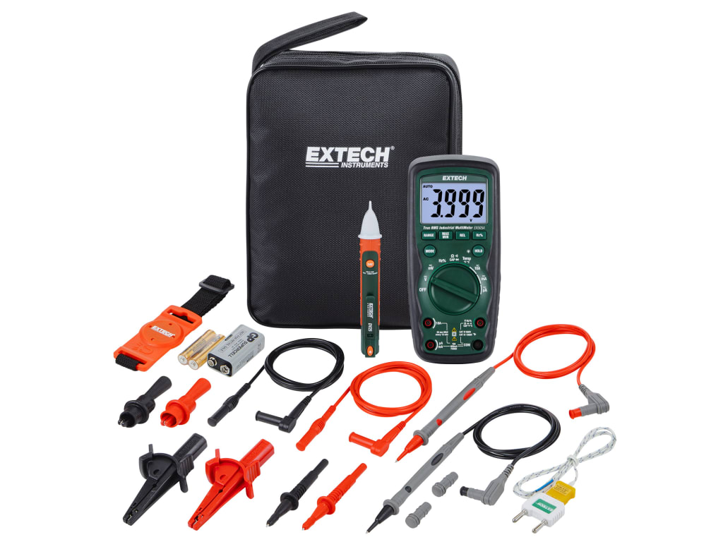 Extech EX505A-K - CAT IV Multimeter and AC Voltage Detector with 8 ...