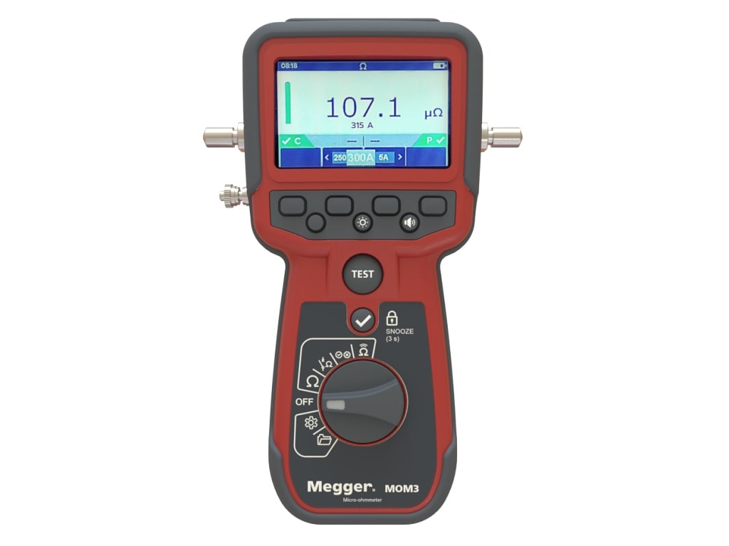 Megger MOM3 PACKAGE 1 - 300A Micro-Ohmmeter with Kelvin Probes (1.3 m ...