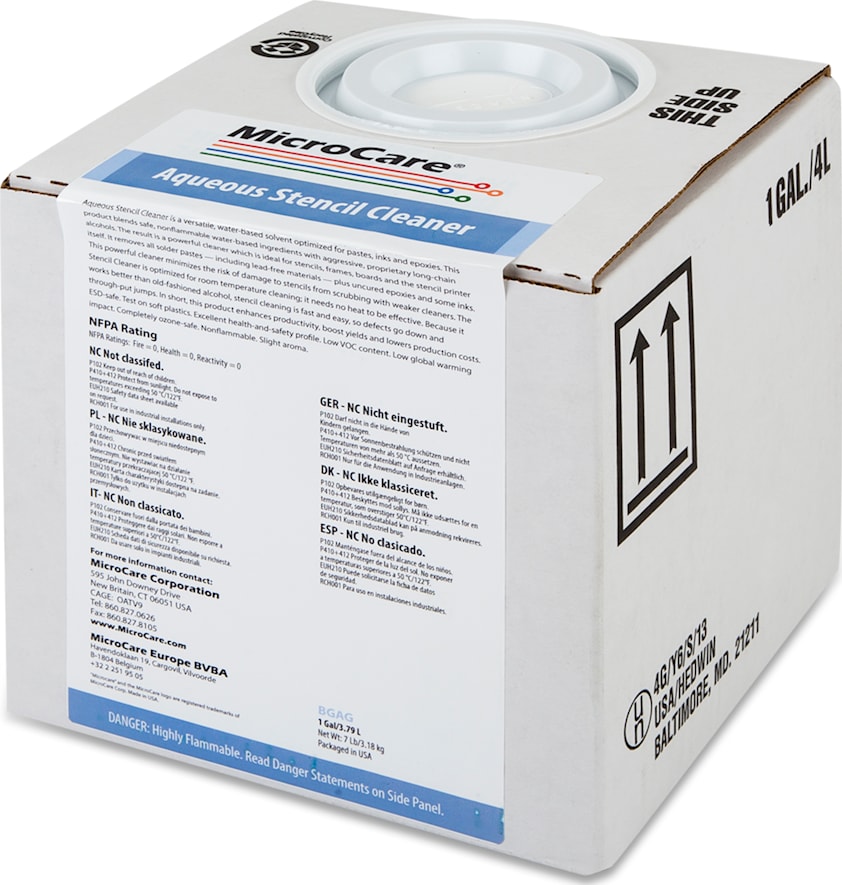 MicroCare MCC-BGAG - Aqueous Stencil Cleaner, 1 Gallon, Cube Container ...