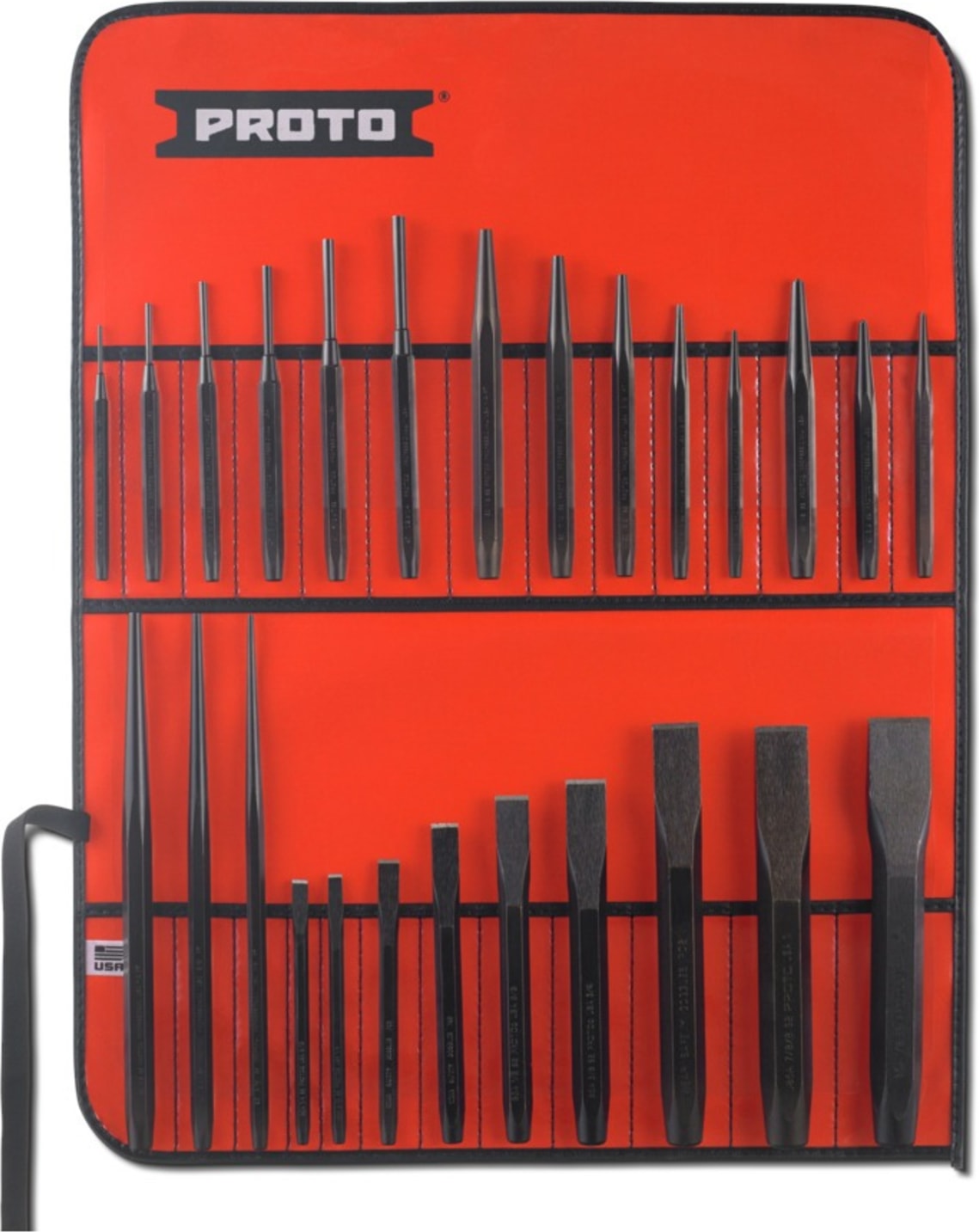 Proto J46S2 - Punch and Chisel Set, S2 Steel, Black Oxide Finish, Pouch ...