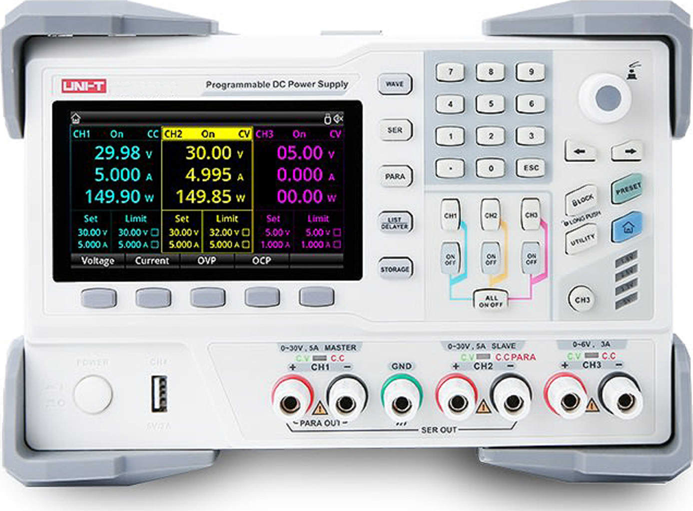 UNI-T UDP3305S-E - Three Channel Programmable DC Power Supply (328W ...