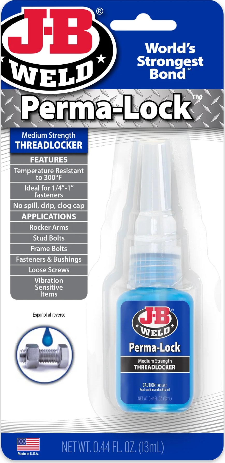 J-B Weld 803-24213 - Perma-Lock Threadlocker, Blue, Medium Strength ...