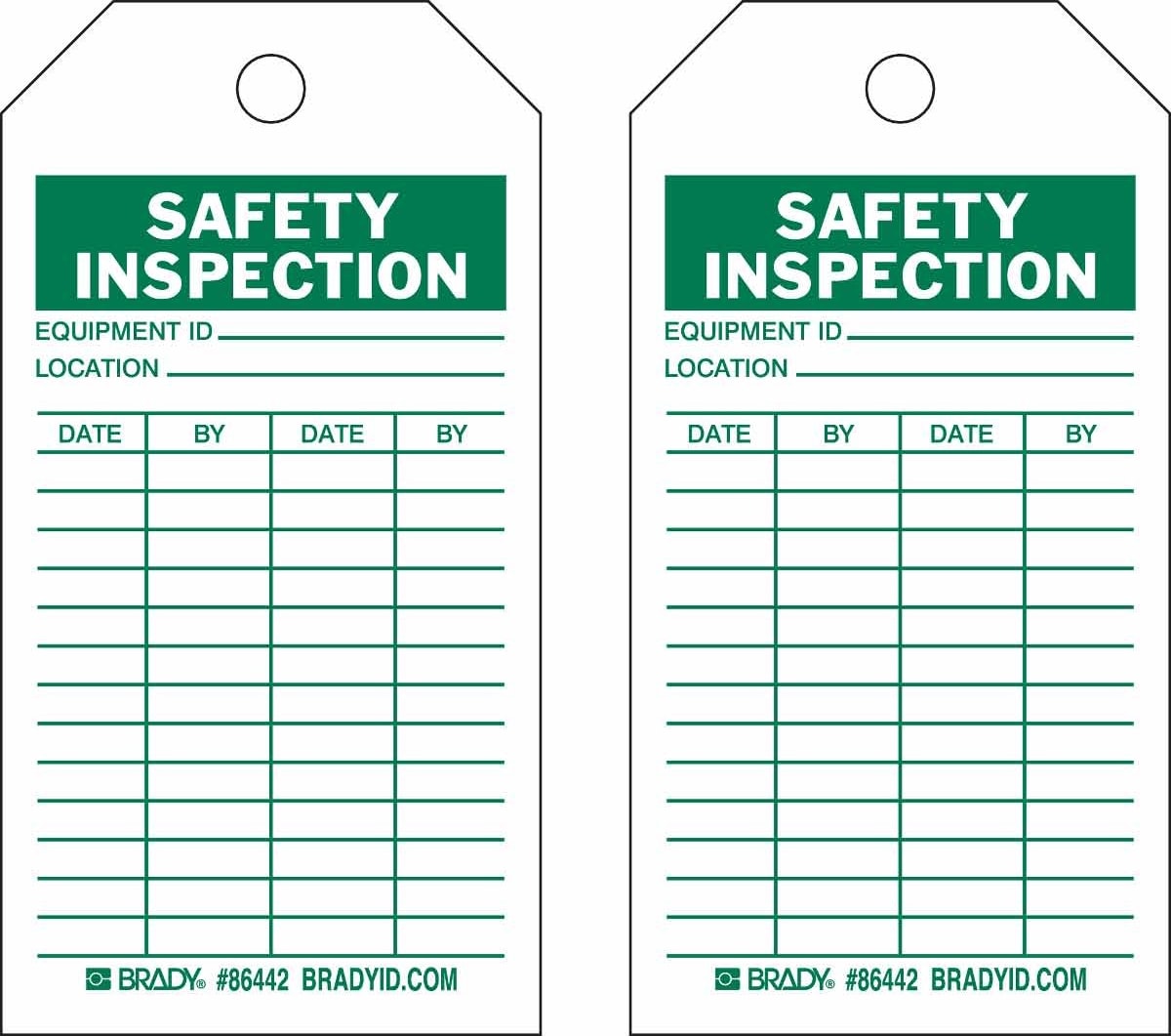 Brady 86666 - Safety Inspection Tags, Paper, Not Laminated, 100/PKG ...