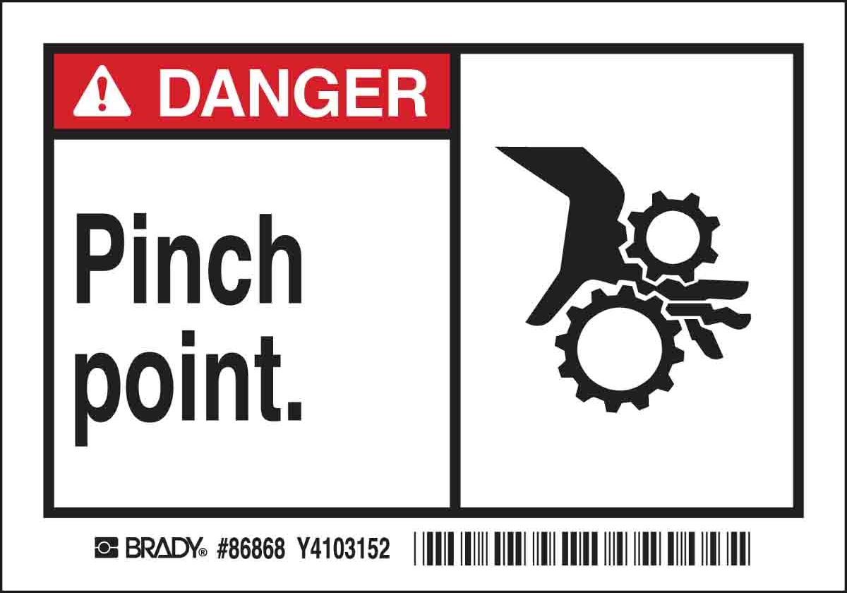 Brady 86868 - Danger Pinch Point. Labels, 5/PK | TEquipment