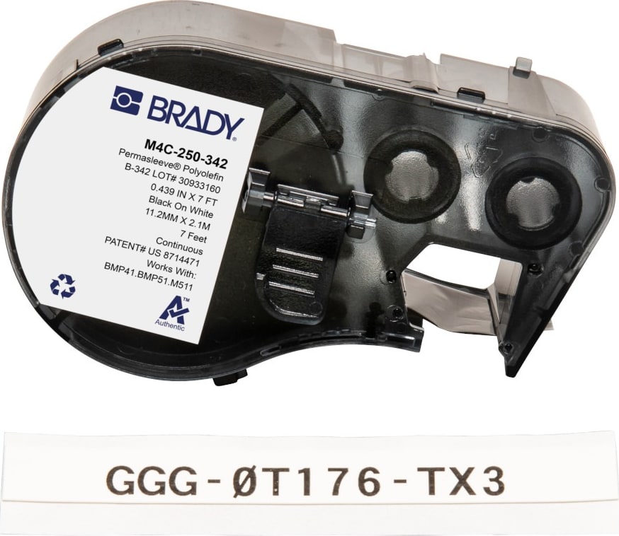 Brady M4C-250-342 - PermaSleeve Heat Shrink Labels w/Ribbon For BMP41 BMP51 M511 Printers, 0.25 ...