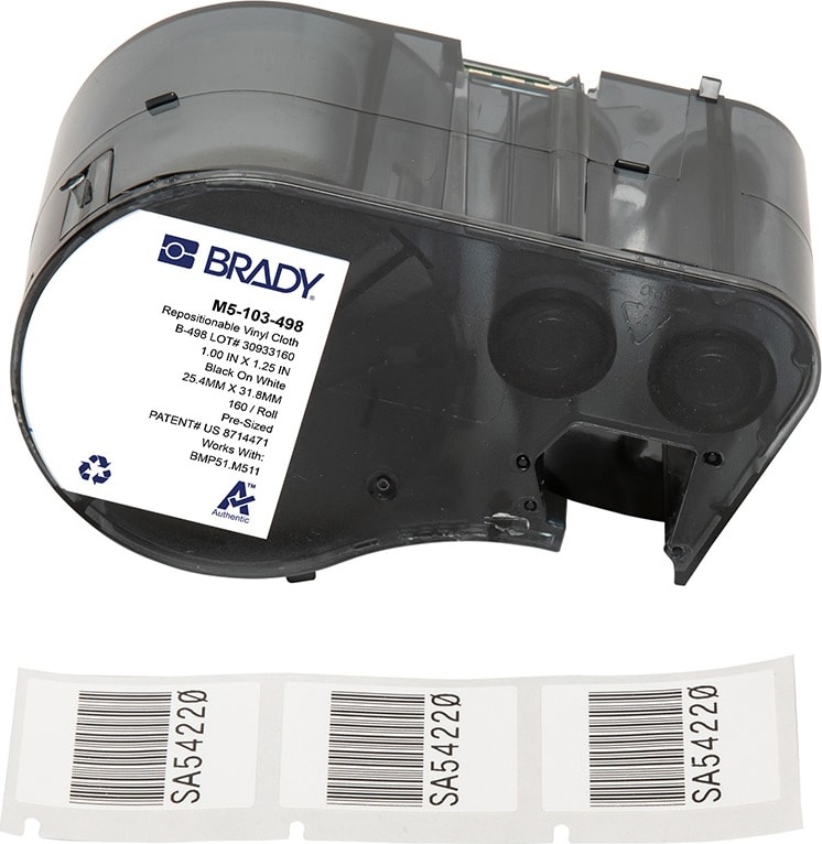 Brady M5-103-498 - Repositionable Multi-Purpose Vinyl Cloth Labels w ...
