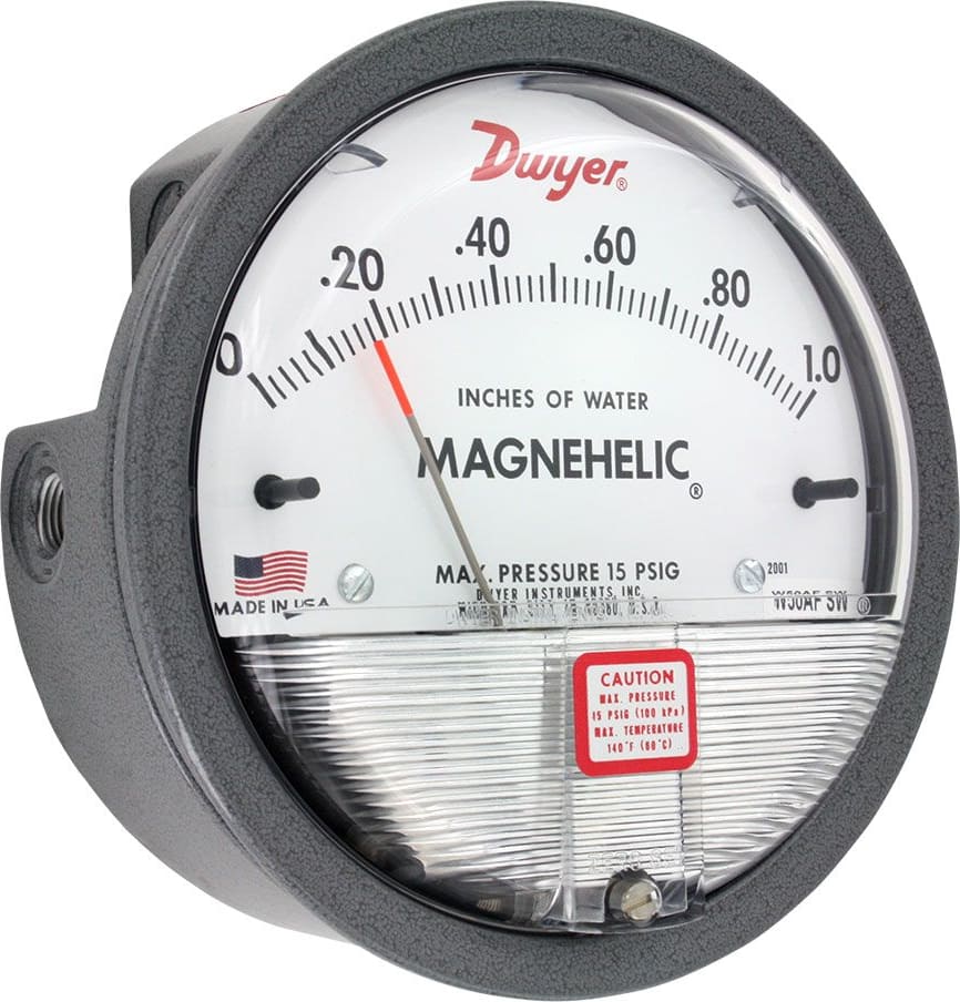 Dwyer 2001 - Magnehelic Differential Pressure Gauge, Range 0-1.0" W.C., Minor Divisions 0.02 ...