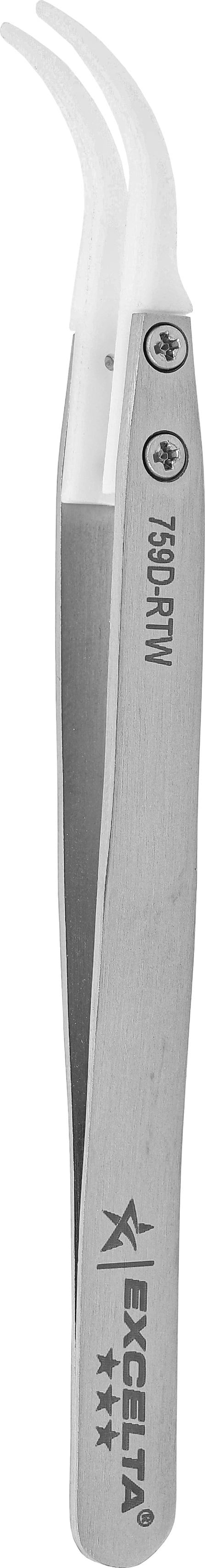 Excelta 759D-RTW - 40° Curved Soft Replaceable Tip Tweezer, 5", Acetal ...