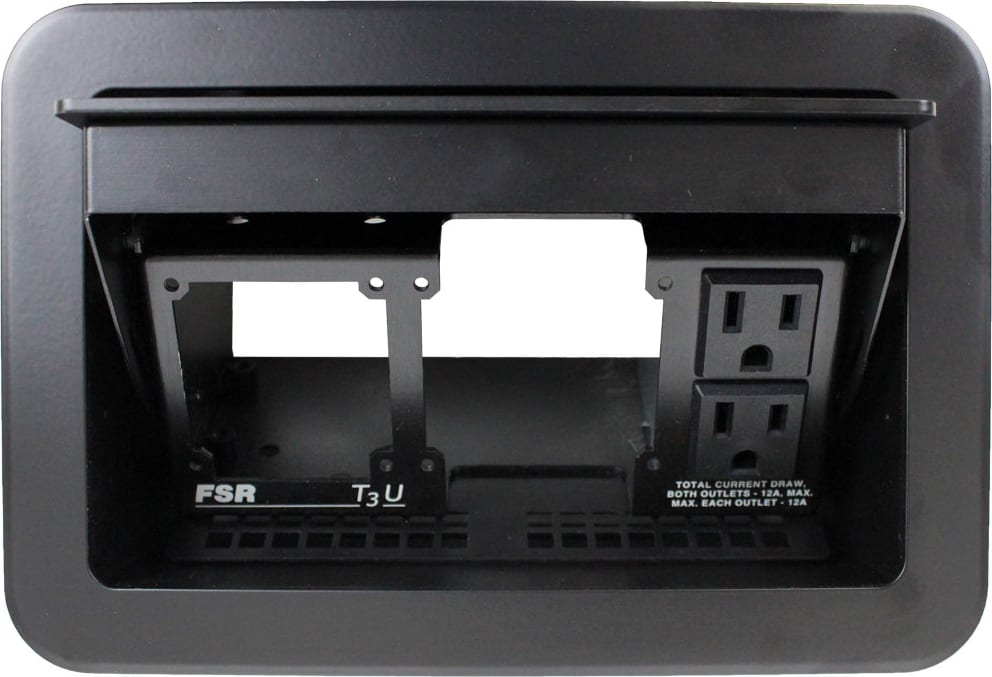 FSR T3U-2R-BLK - Table Box AC Duplex Black Cover and Trim | Touchboards