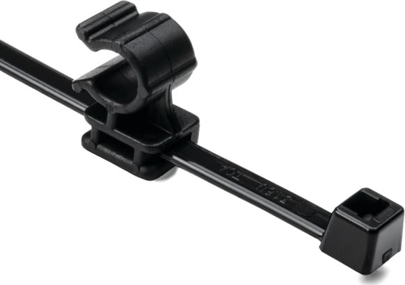 HellermannTyton 156-00594 - 2-Pc Cable Tie w/Pipe Clip, 8.0" Long, Clip Dia .26"-.3" Max Bun Dia ...