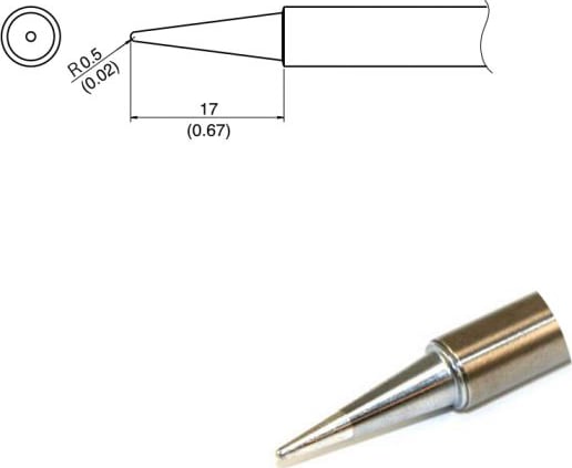 Hakko T34-B - T34 Series Soldering Tip; Conical, 0.5R x 17mm | TEquipment