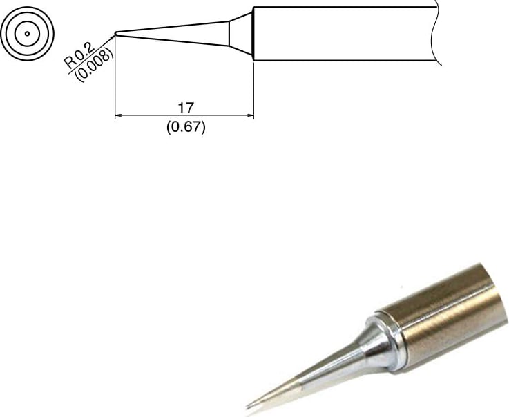 Hakko T34-I - T34 Series Soldering Tip; Sharp Conical, 0.2R x 17mm | TEquipment