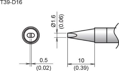 Hakko T39-D16 - Chisel Tip; 1.6 x 10mm | TEquipment