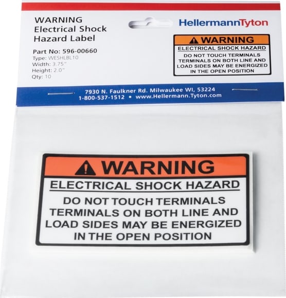 HellermannTyton 596-00660 - Solar Label, WARNING ELECTRICAL SHOCK ...
