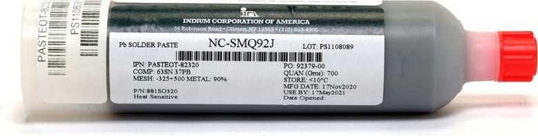 Indium 82320-700C - Solder Paste, No Clean, Leaded, T3, 90%, Sn63Pb37 ...