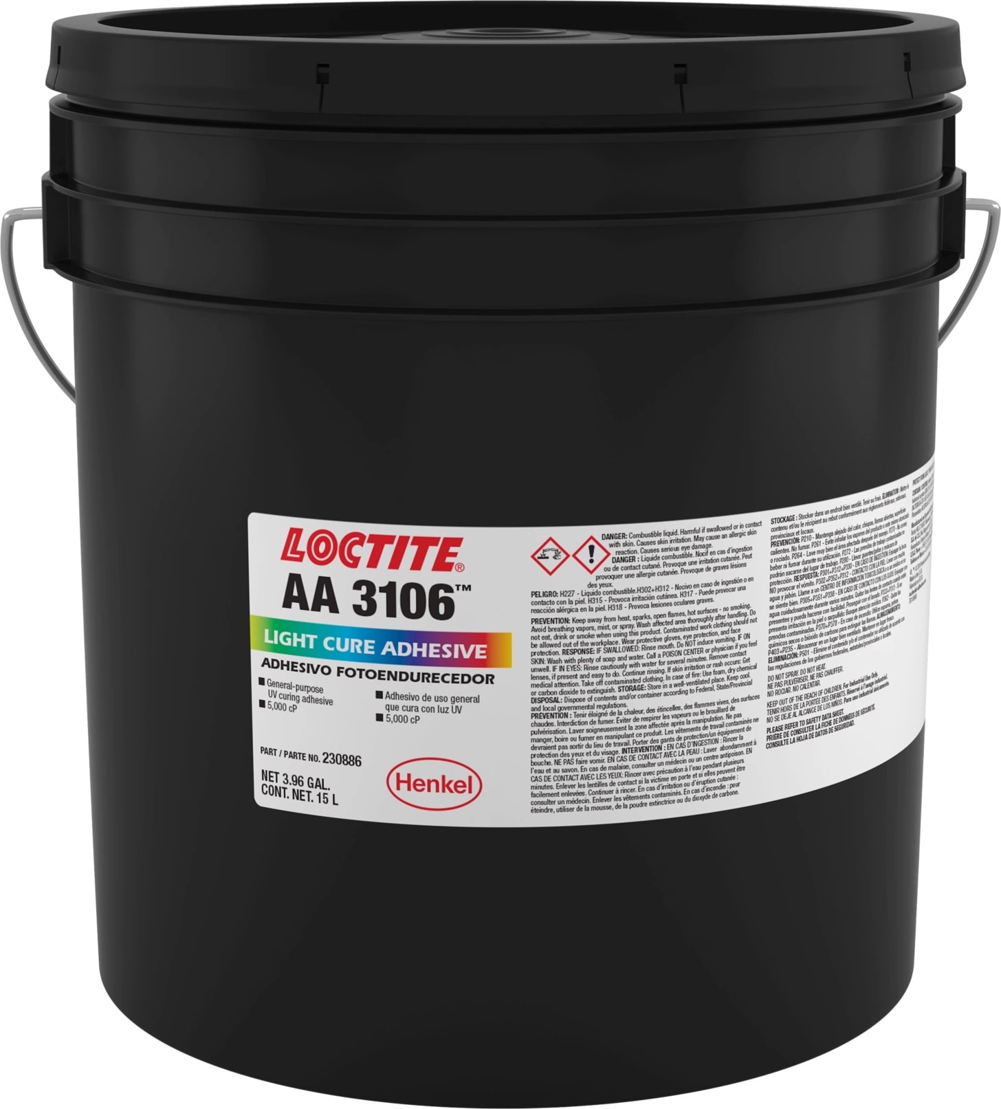 Loctite 230886 - 3106 Light Cure UV Adhesive, Medium Viscosity, 15L ...