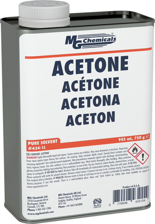 MG Chemicals 434-1L - Acetone Solvent, Can, 32 fl Oz | TEquipment