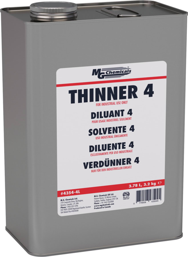 MG Chemicals 4354-4L - Thinner 4, Slow-drying, Blush Resistant, 1 Gal ...