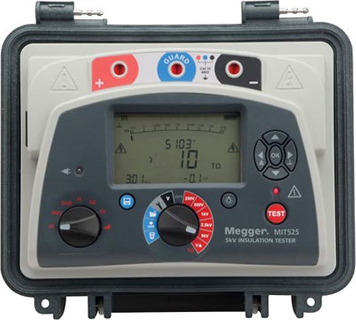 Megger MIT525-KIT MIT525 with a VF2 Voltage Detector, Extra long 16.5 ...