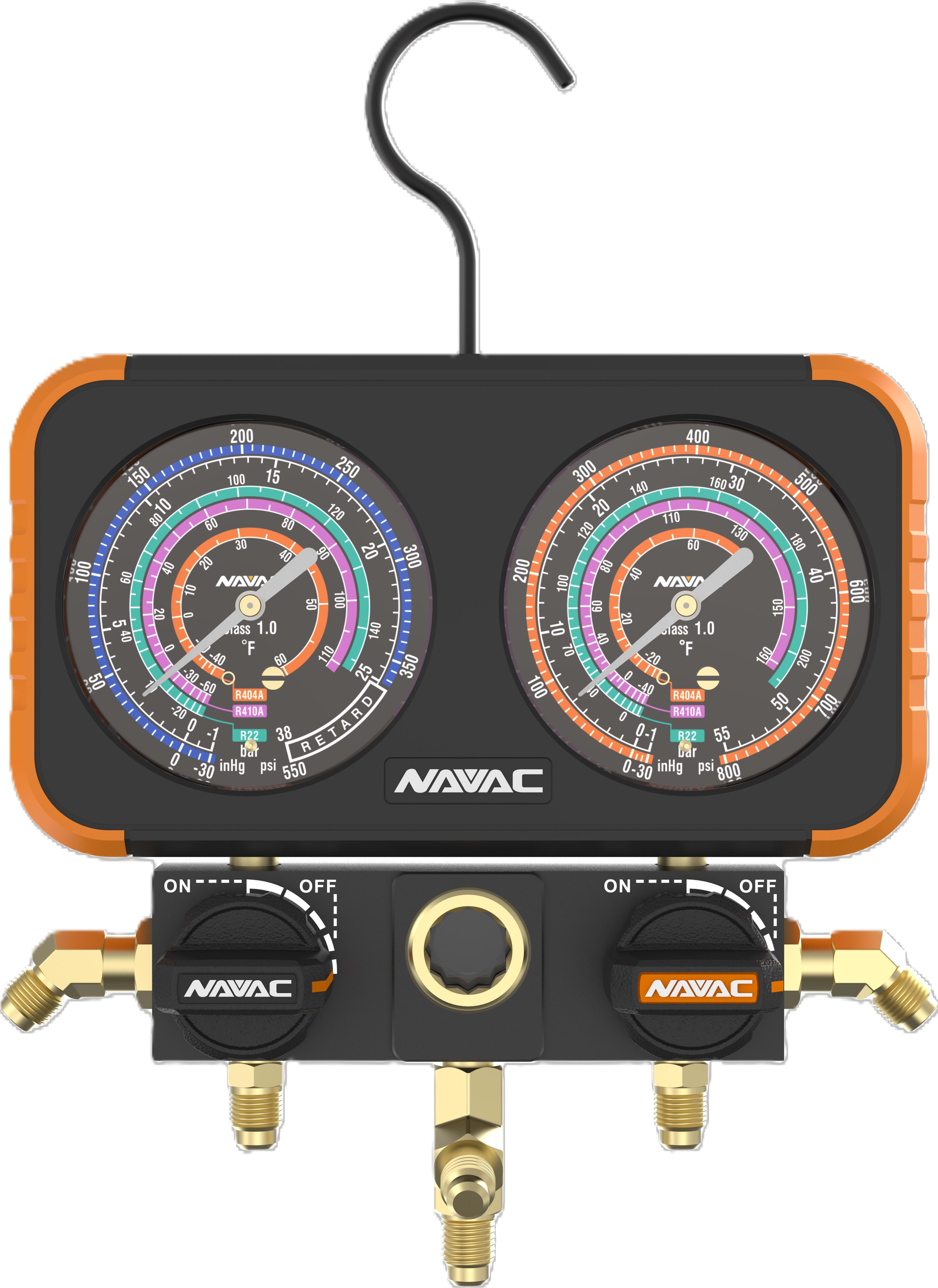 NAVAC N2A4D - Pro Plus Manifold Gauge (R-22, R-410A, R-404A) | TEquipment