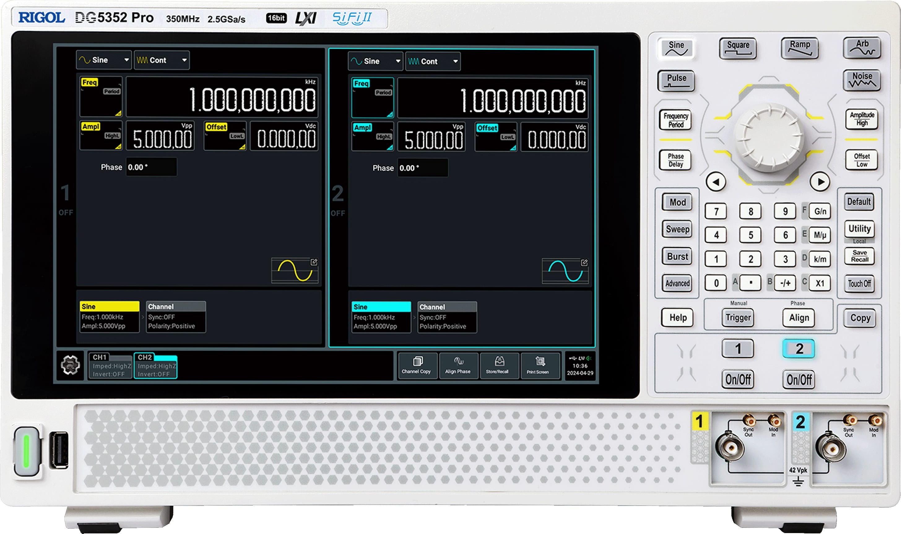 Rigol DG5352 Pro - Function/Arbitrary Waveform Generator (2 Channel / 350 MHz) | TEquipment