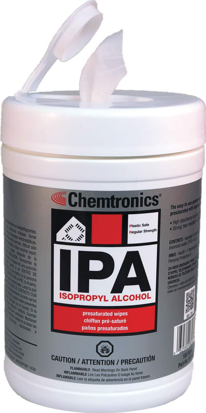 Chemtronics SIP91P - Wipes, Isopropyl Alcohol, 91% IPA, 5" x 8", 100 ...