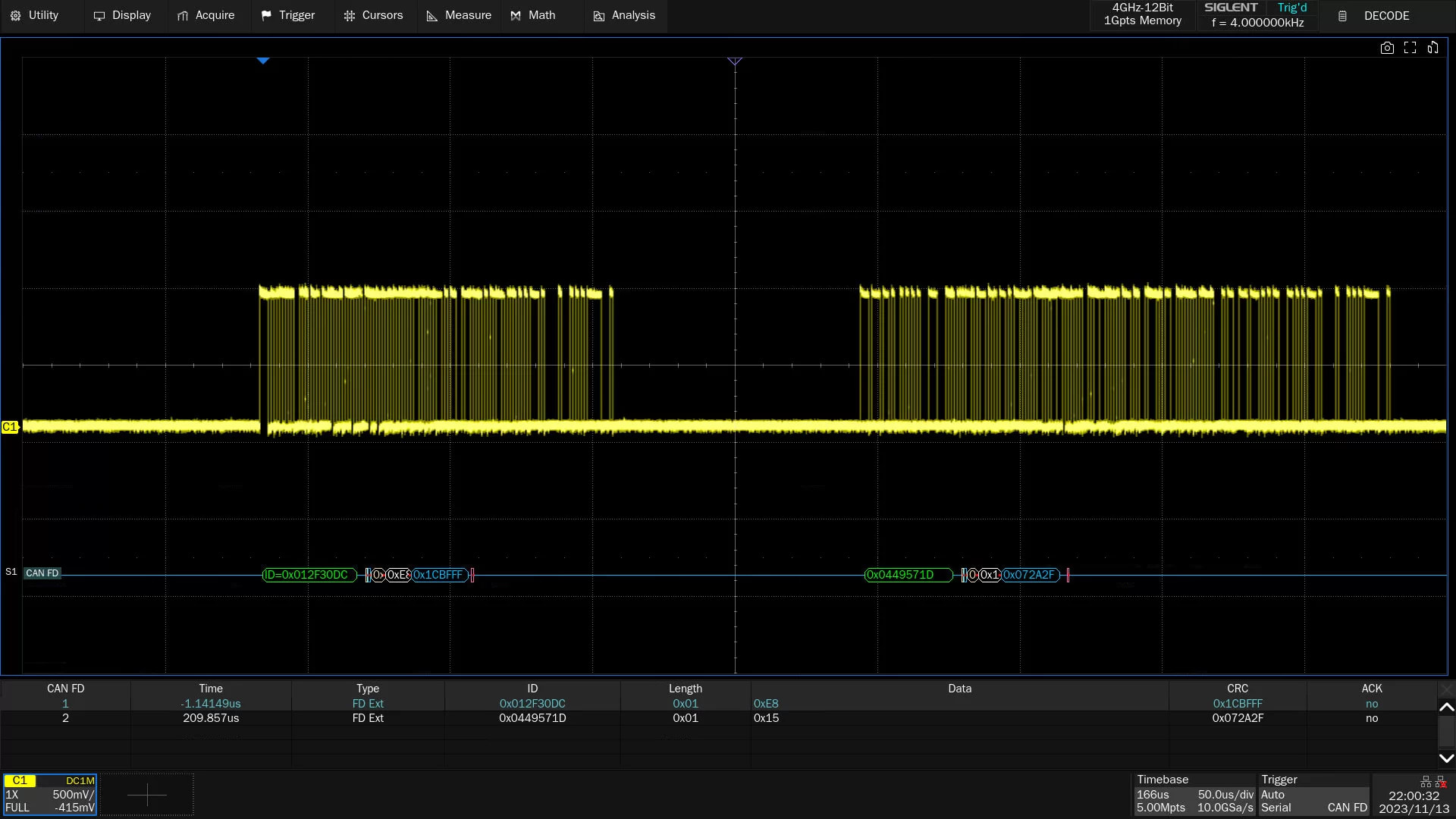 Siglent SDS7000A-CANFD - CAN FD Trigger and Decode Option for SDS7000A Oscilloscopes | TEquipment