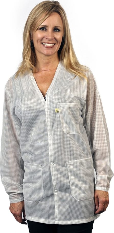 Tech Wear VOJ-13-L - V-neck Hip-Length Jacket, OFX-100 Fabrick, White ...