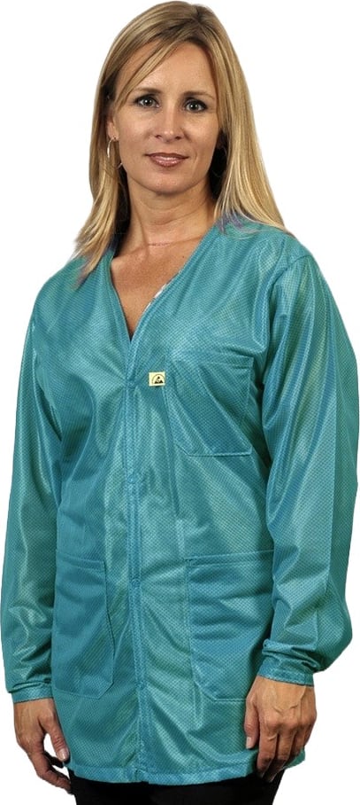 Tech Wear VOJ-83C-M - Lab Jacketw/Cuffs, ESD Safe, V-Neck, 3 Pockets ...