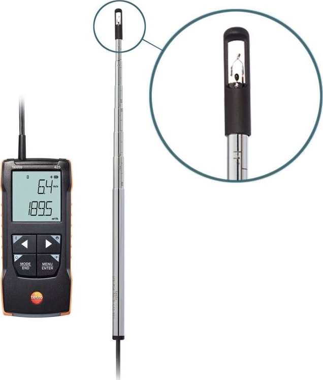 Testo 425 - Digital Hot Wire Anemometer with App Connection (Part ...