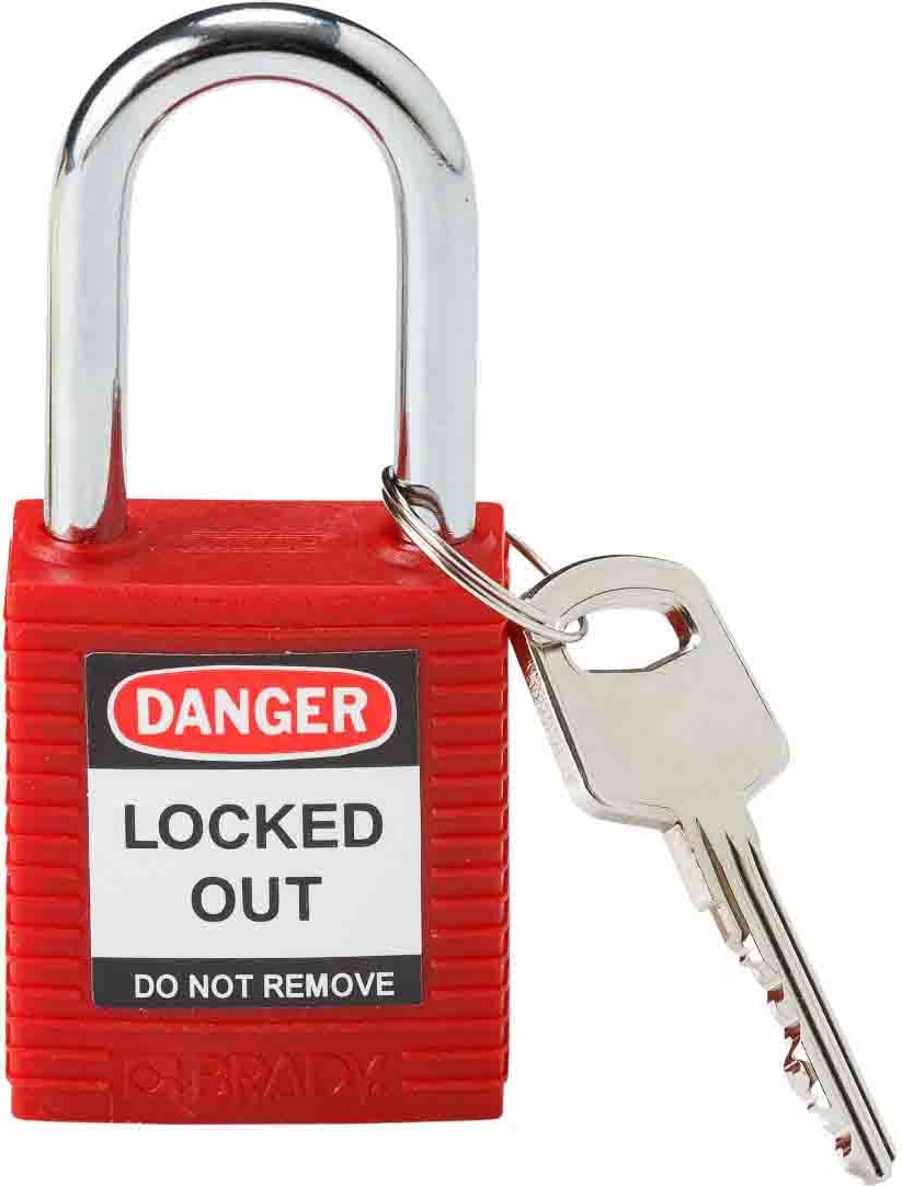 Brady 99552 - Nylon Lockout Padlocks, Standard Type, Steel, Red Color ...