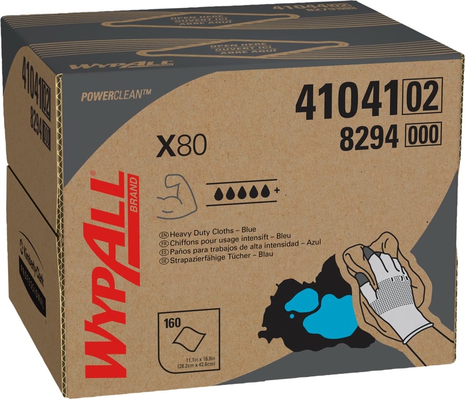 Kimberly-Clark 41041 - WypAll Power Clean X80 Heavy Duty Cloths (Brag Box with 160 Sheets ...